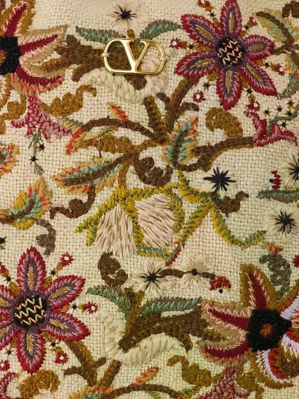 Valentino Garavani Vlogo-plaque Embroidered Bucket Bag - Neutrals