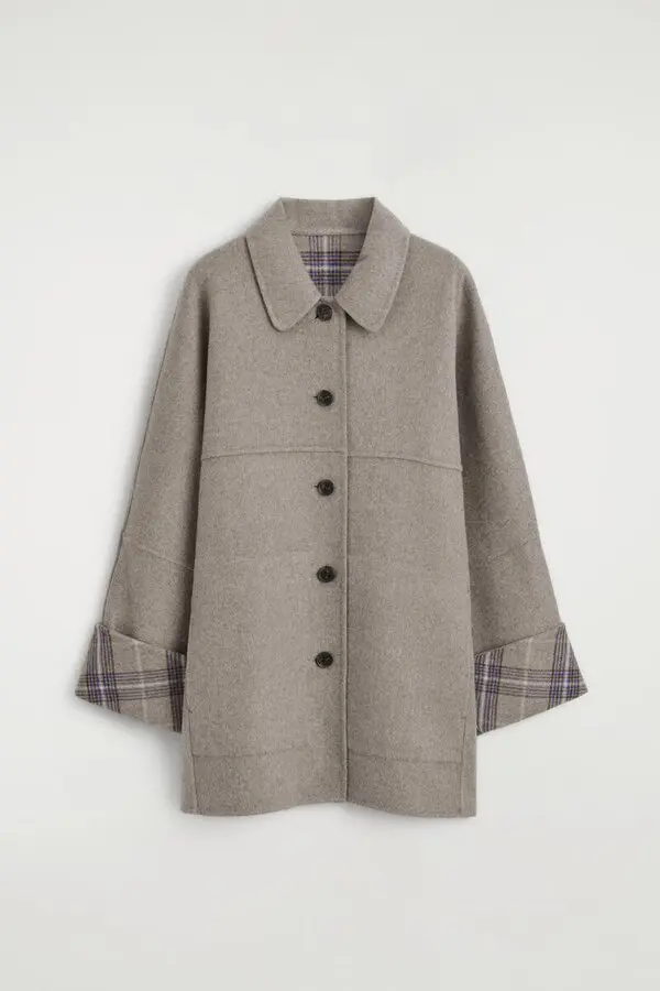 Cos Reversible Checked Double-faced Wool-blend Coat