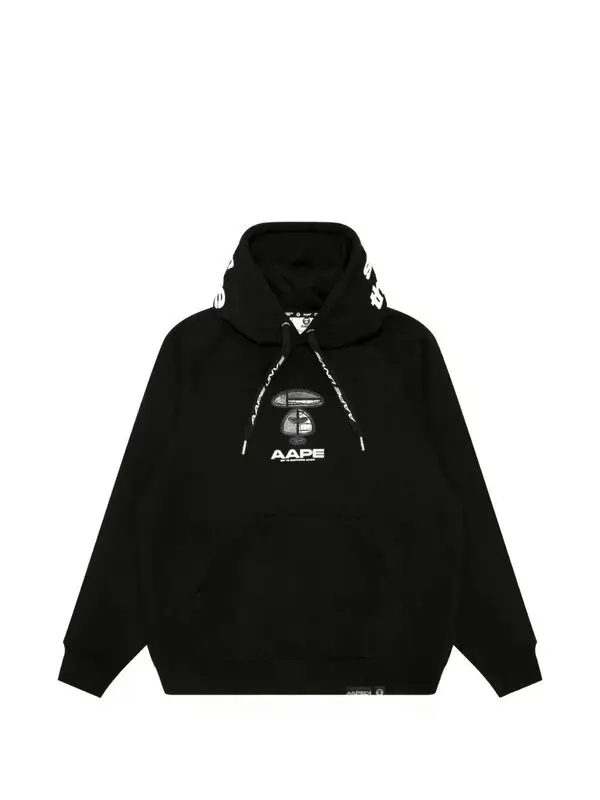 AAPE BY *A BATHING APE Moonface Logo-embroidered Hoodie - Black