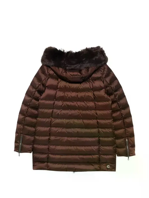 COLMAR Quilted Faux-fur Trim Coat