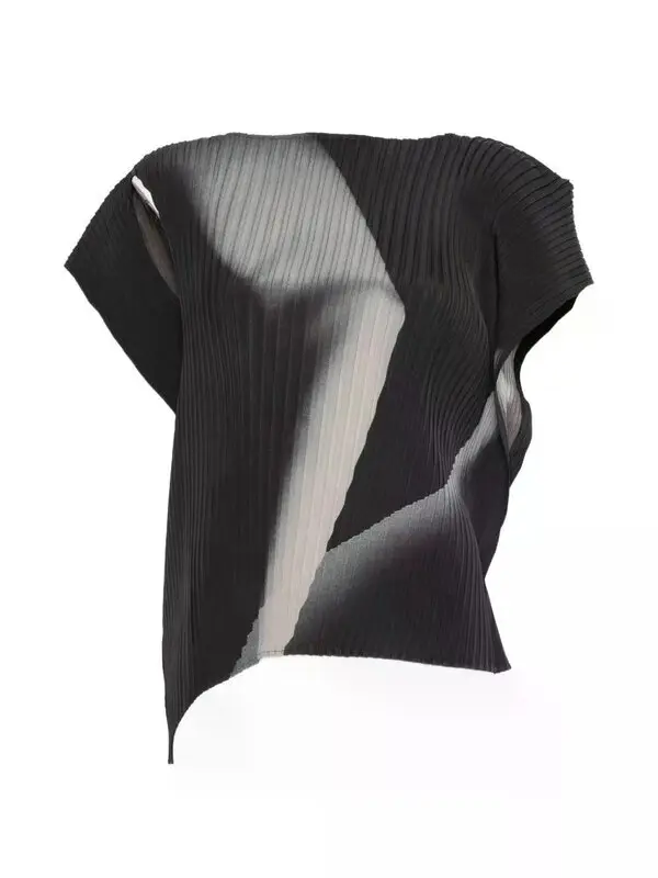 Issey Miyake Pleated Asymmetric-hem Blouse - Black