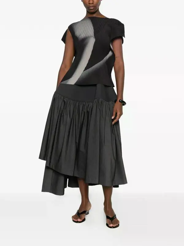 Issey Miyake Pleated Asymmetric-hem Blouse