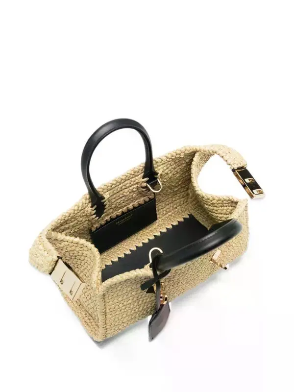 FERRAGAMO Mini Hug Woven Tote Bag - Neutrals
