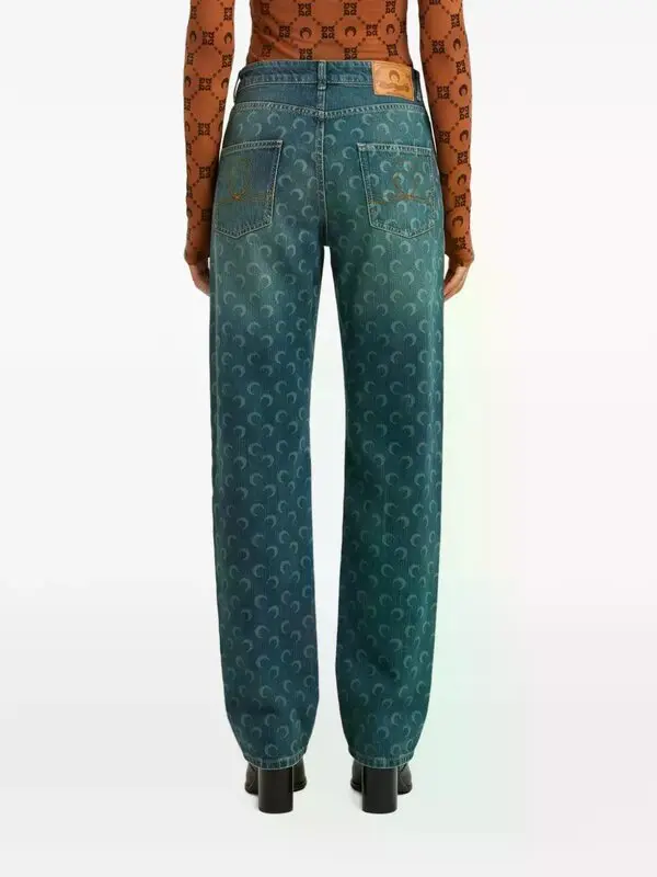 MARINE SERRE Moon Laser Dark Wash Denim Straight Jeans