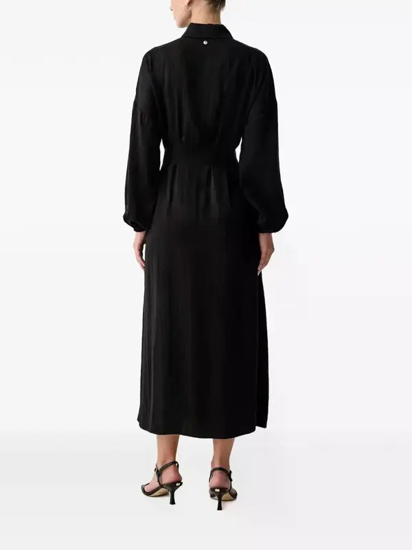 MOS MOSH Pleated-waist Long-sleeve Maxi Dress