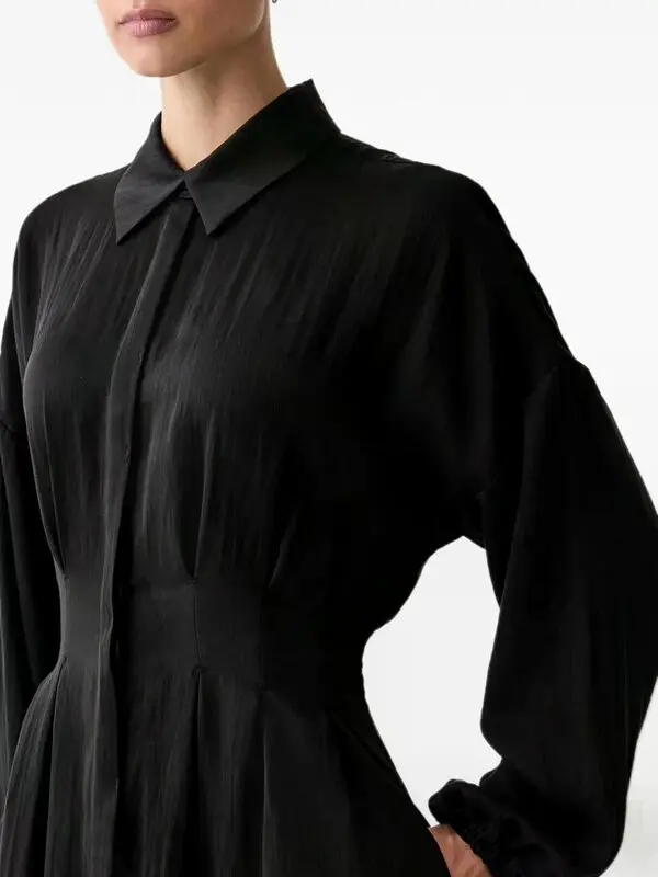 MOS MOSH Pleated-waist Long-sleeve Maxi Dress