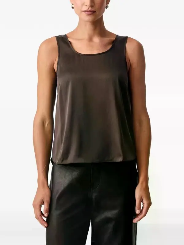 MOS MOSH Astrid Satin-finish Scoop-neck Top