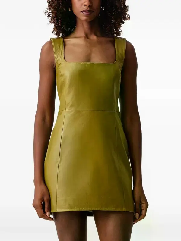 Retrofete Tilde Leather Mini Dress - Green
