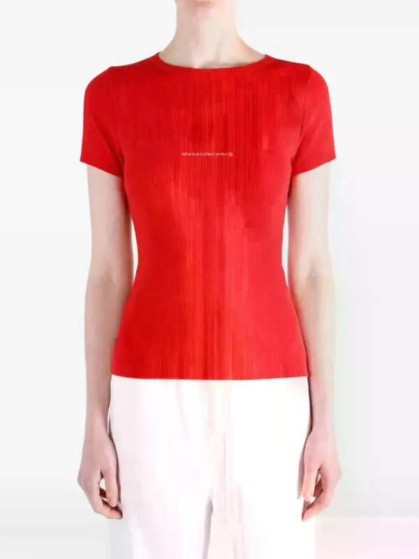 Alexander Wang Jacquard Logo Short Sleeve Crew-neck Top