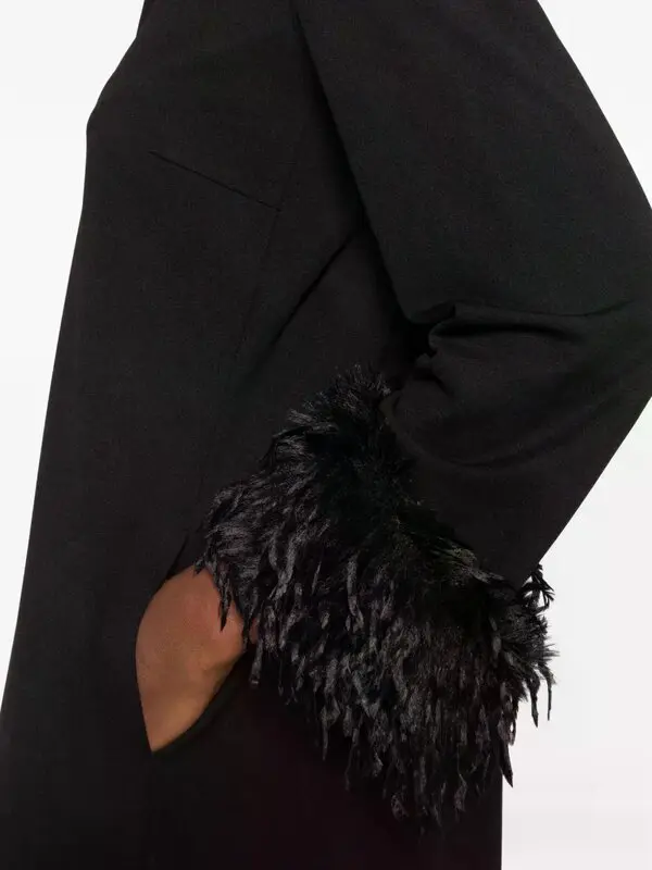 BETTY BARCLAY Feather-trim Spread-collar Mini Dress