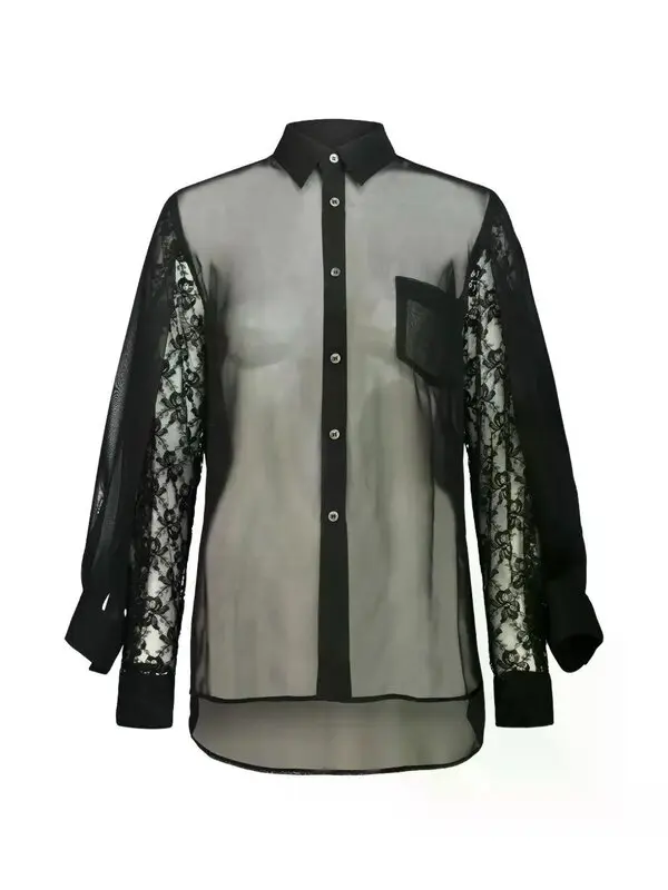 Comme Des Garçons Lace-panel Sheer Shirt