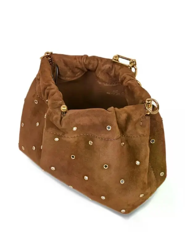 Etro Small Vela Blossom Bag In Suede With Jewel Studs
