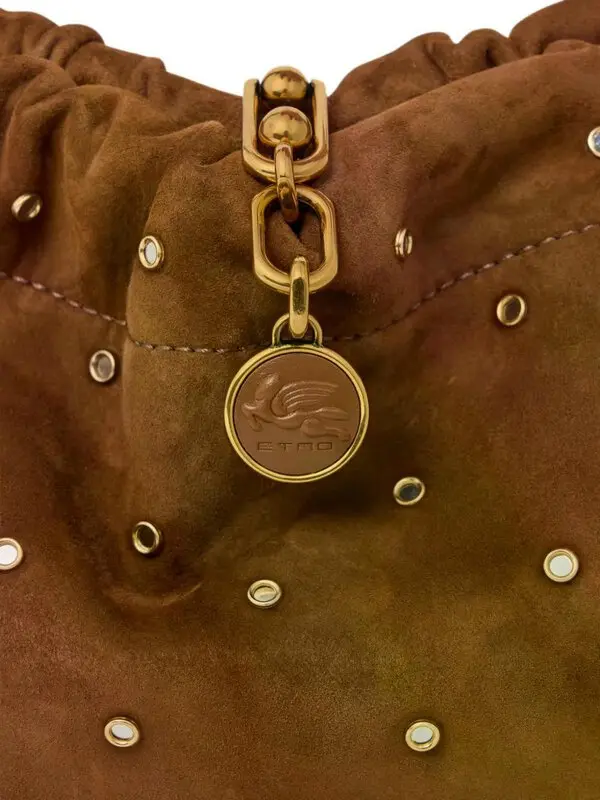 Etro Small Vela Blossom Bag In Suede With Jewel Studs