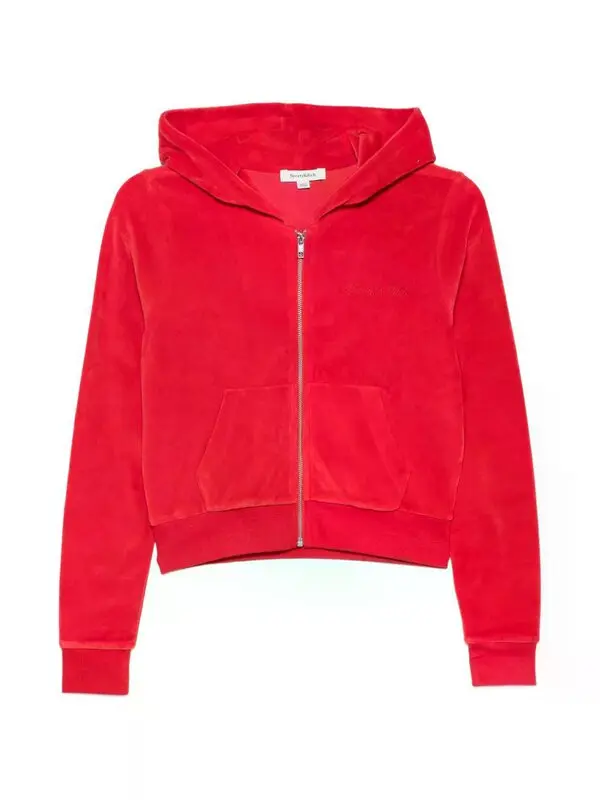 Sporty & Rich Logo-embroidered Velour Hoodie