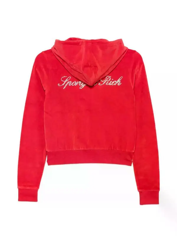 Sporty & Rich Logo-embroidered Velour Hoodie