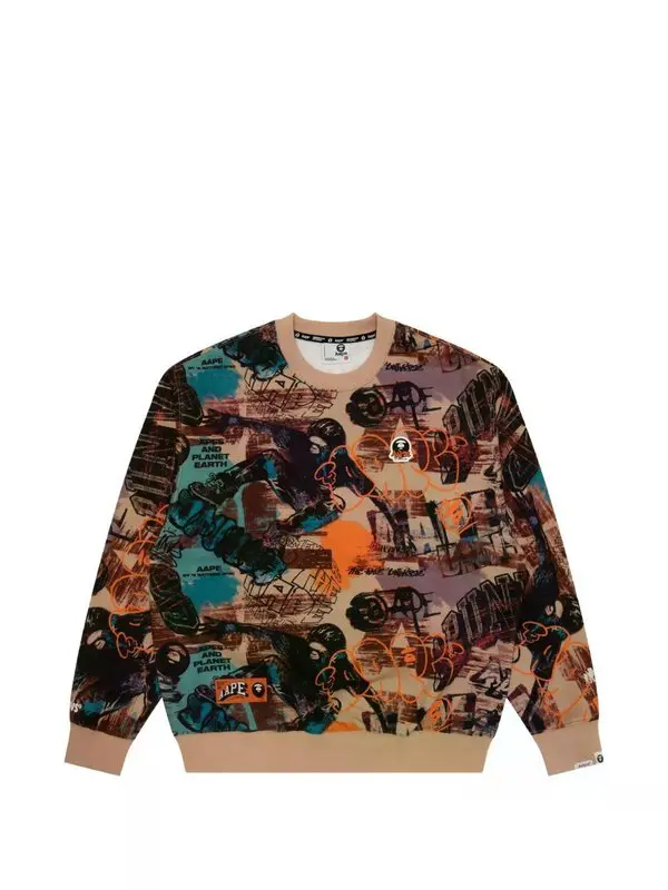 AAPE BY *A BATHING APE Moonface Graffiti-print Sweatshirt