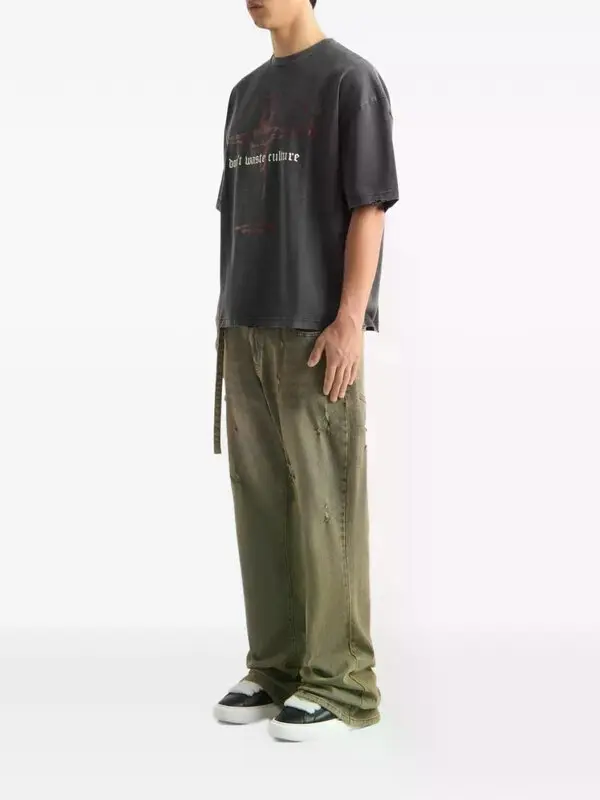 DON'T WASTE CULTURE Graphic-print Distressed T-shirt