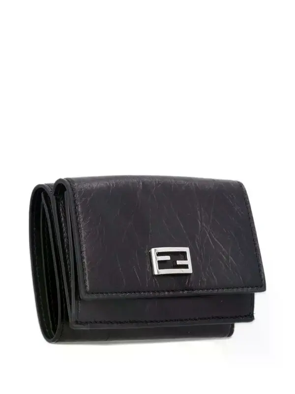 Fendi Mini Tube Trifold Crackled-leather Compact Wallet