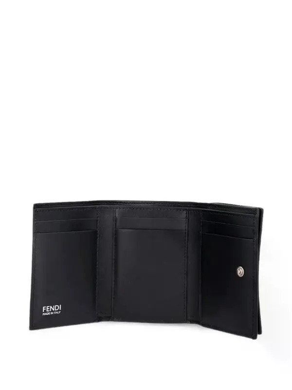 Fendi Mini Tube Trifold Crackled-leather Compact Wallet