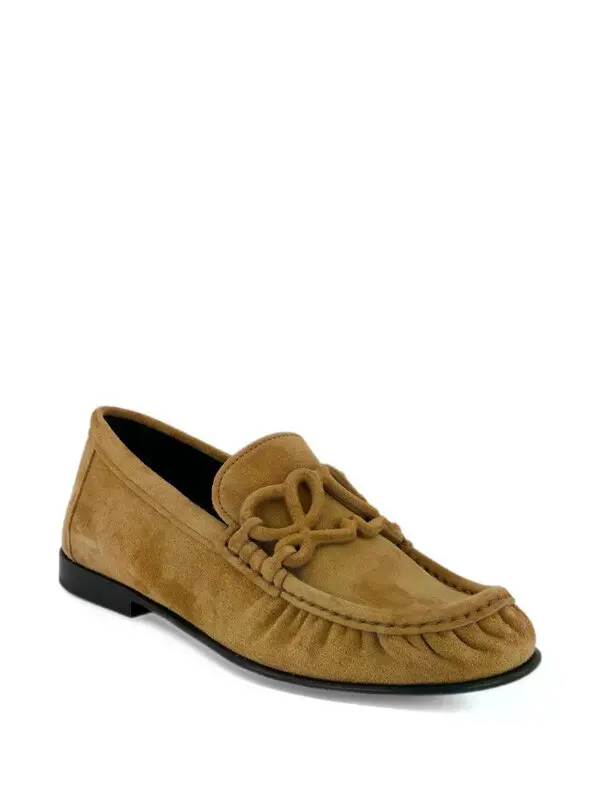 Loewe Double L Loafers In Suede Calfskin