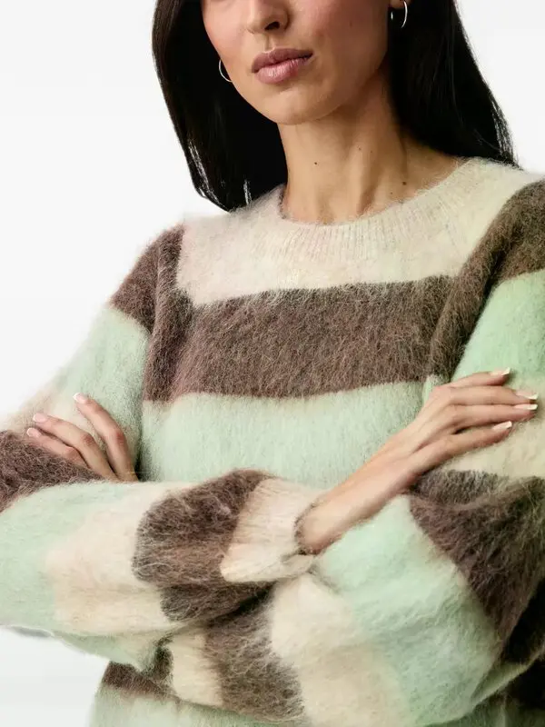 MOS MOSH Suvi Striped Brushed-knit Sweater