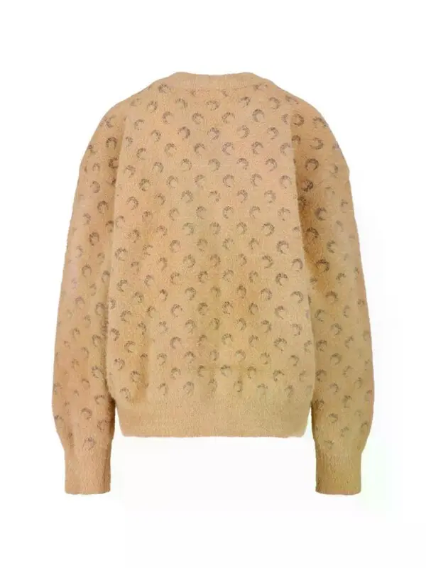 MARINE SERRE Fluffy Moon Jacquard Knit Long Sleeves Cardigan