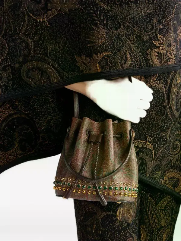 Etro Mini Arnica Bucket Bag With Studs - Brown