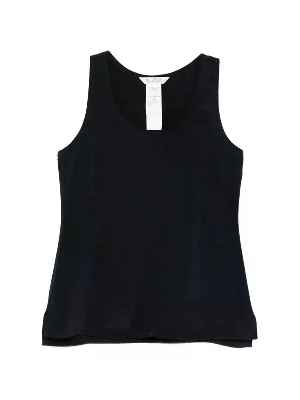 Max Mara Silk Crepe De Chine Top Ultramarine