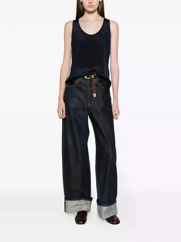 Max Mara Silk Crepe De Chine Top Ultramarine