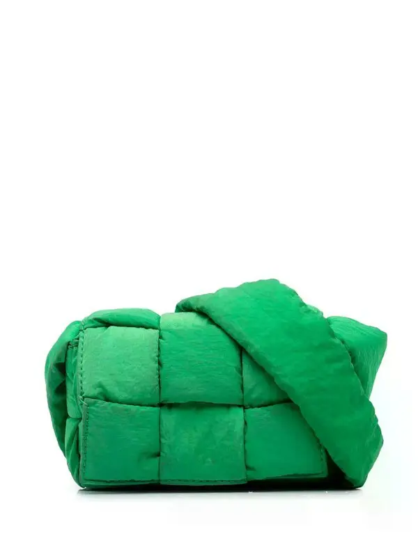 Bottega Veneta 2012-2026 Candy Nylon Intrecciato Padded Tech Cassette Crossbody Bag - Green