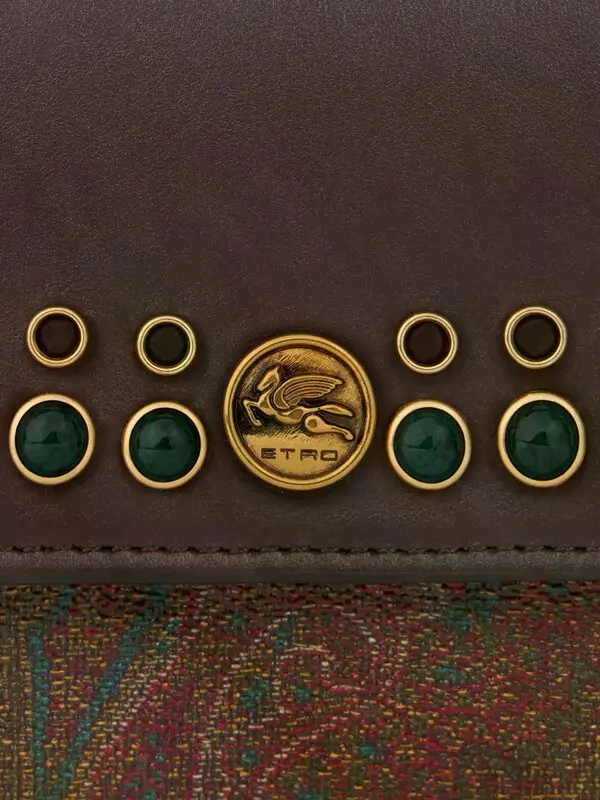 Etro Arnica Wallet With Shoulder Strap, Leather Flap And Studs