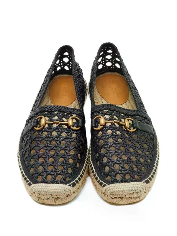 Gucci Horsebit Woven Leather Espadrilles