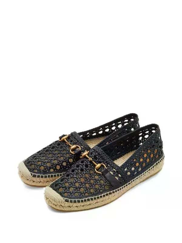Gucci Horsebit Woven Leather Espadrilles