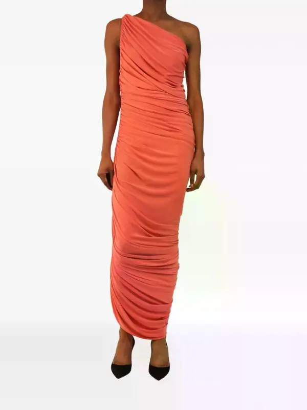 Norma Kamali Ruched One-shoulder Maxi Dress