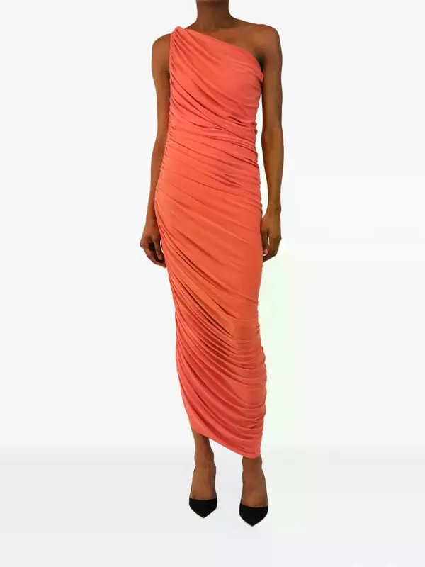 Norma Kamali Ruched One-shoulder Maxi Dress