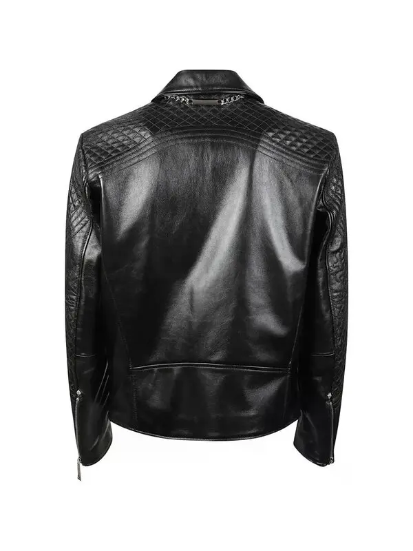 John Richmond Quilted-detail Leather Jacket