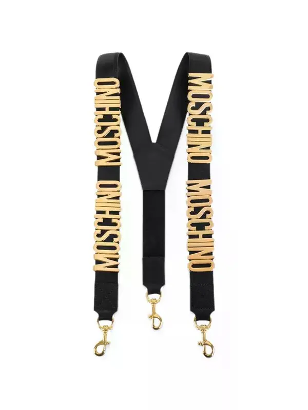 Moschino Logo-lettering Leather Braces - Black