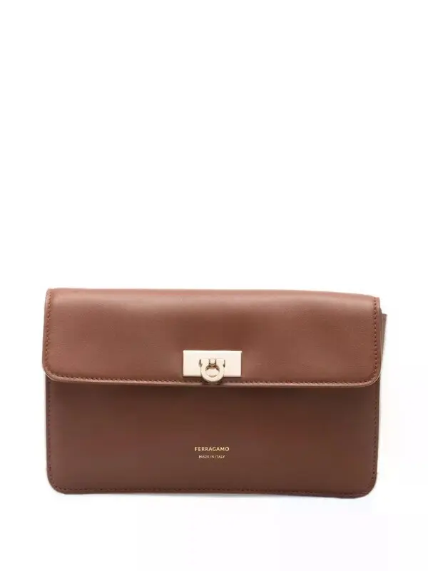 FERRAGAMO Harley Leather Shoulder Bag - Brown