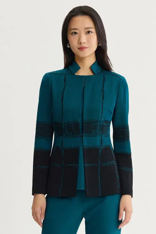 Ming Wang Two Toned Flat Knit Jacket
