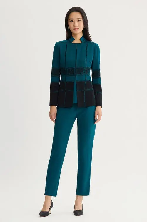Ming Wang Two Toned Flat Knit Jacket
