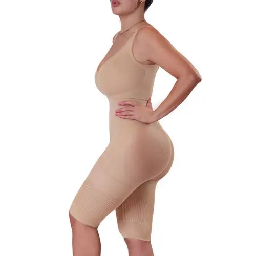 LECHERY® X Yahaira Happy Shapewear No.7 Bodysuit Double Tummy Layer Above Knee - Beige