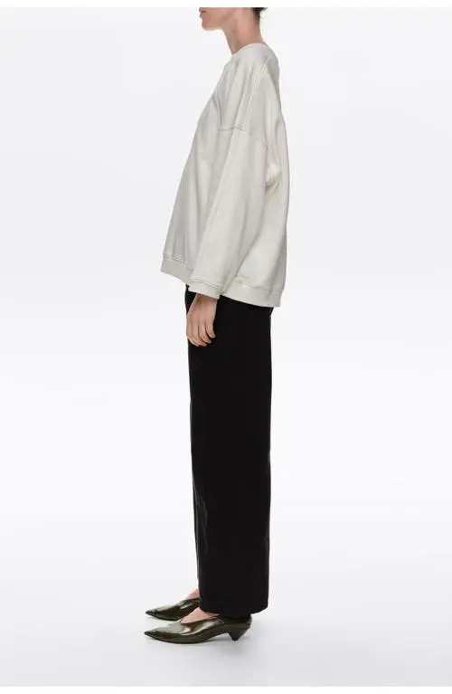 Bimba Y Lola Straight Fit Sweatshirt With Topstitching - Ivory