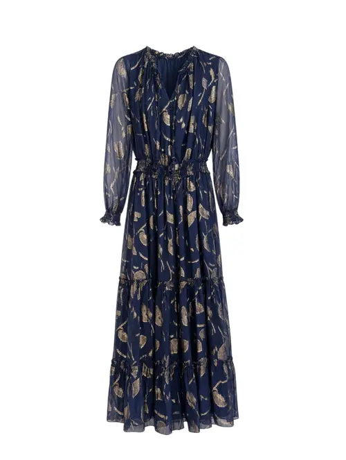 CARTOLINA Radcliff Foil Detail Maxi Dress - Navy