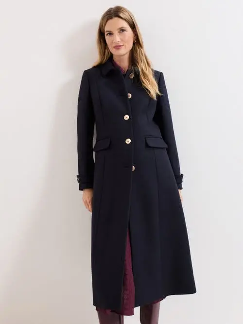 PHASE EIGHT Aurelie Long Sleeve Maxi Coat - Navy