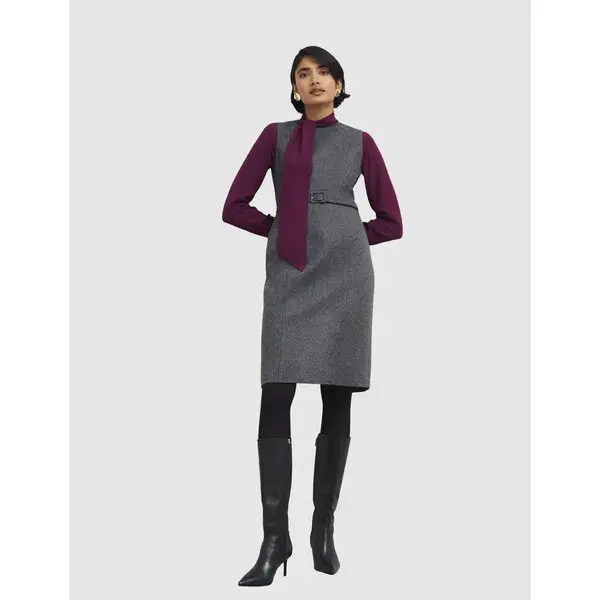 HOBBS LONDON Elsie Wool Blend Belted Shift Dress