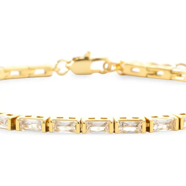 MINT & LILY Dainty Baguette Tennis Bracelet - Gold
