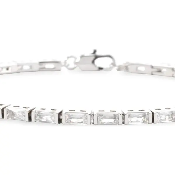 MINT & LILY Dainty Baguette Tennis Bracelet - Silver