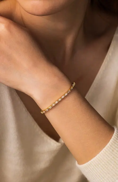 MINT & LILY Dainty Baguette Tennis Bracelet - Silver