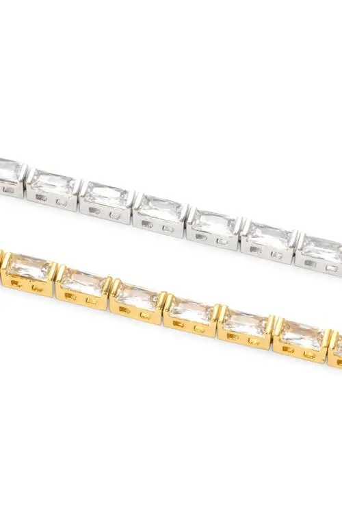 MINT & LILY Dainty Baguette Tennis Bracelet - Silver