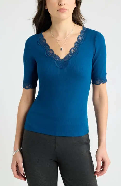 Caslon Lace Trim Knit T-shirt